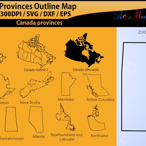 Canadian Provinces Outline - Etsy