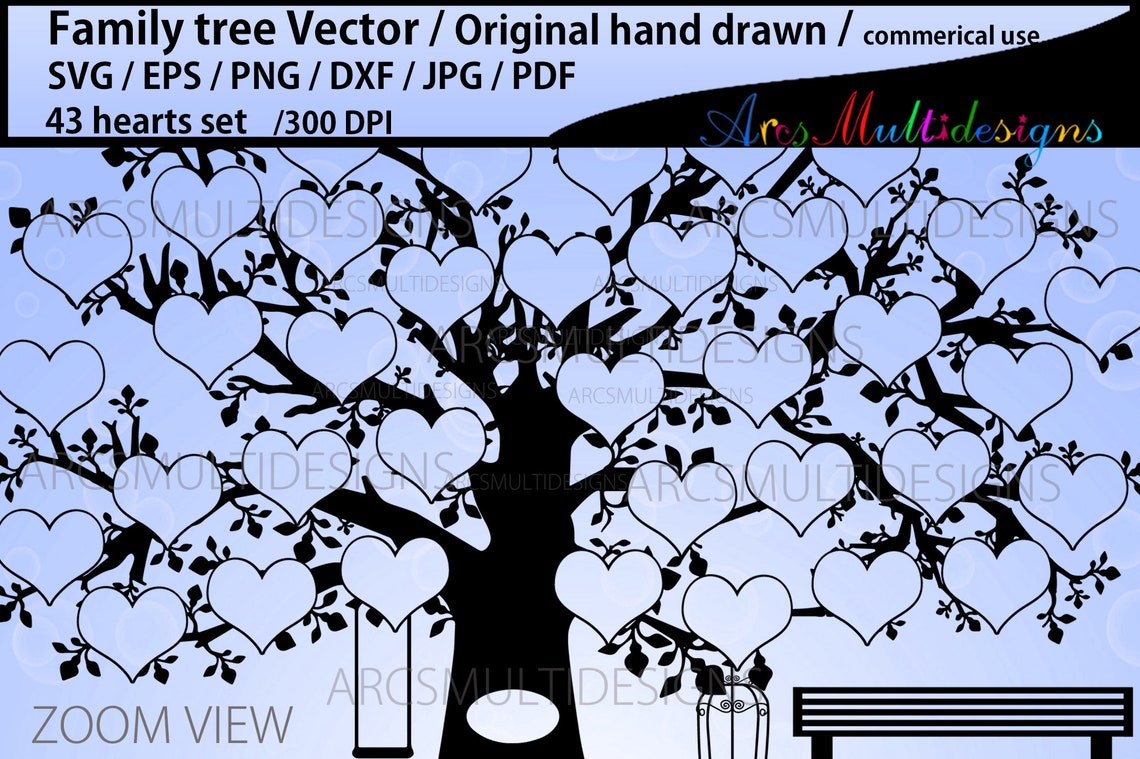 43 Hearts Family Tree Clipart SVG EPS Dxf Png Pdf Jpg - Etsy