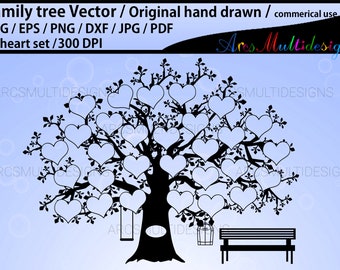 50 Heart Family Tree Clipart EPS Dxf Png Pdf Jpg SVG | Etsy