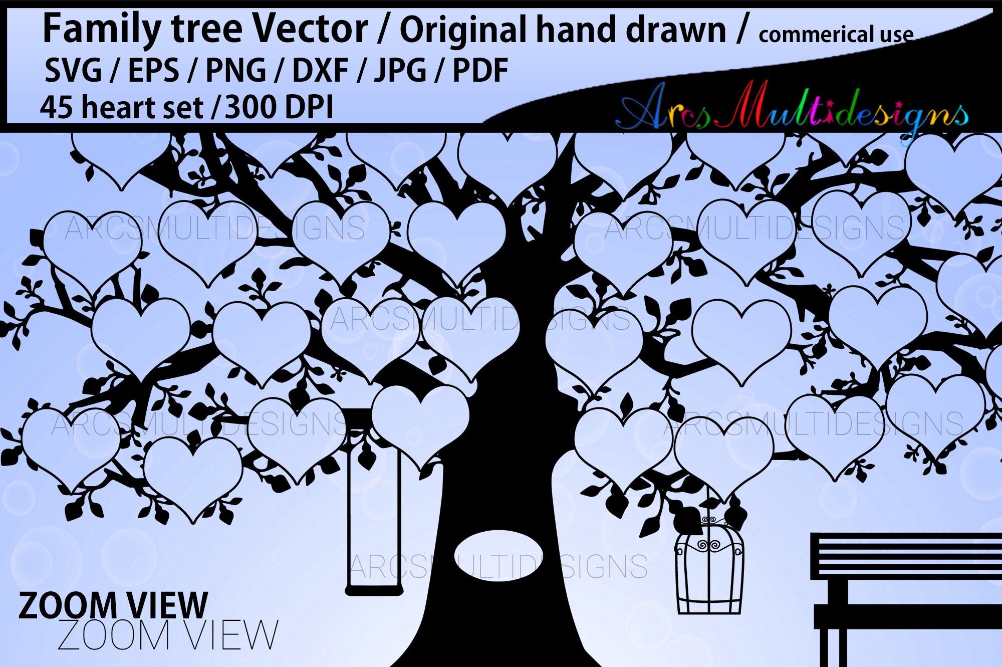 Heart Family Tree Clipart: Hand Drawn SVG Vector (digital Download) - Etsy