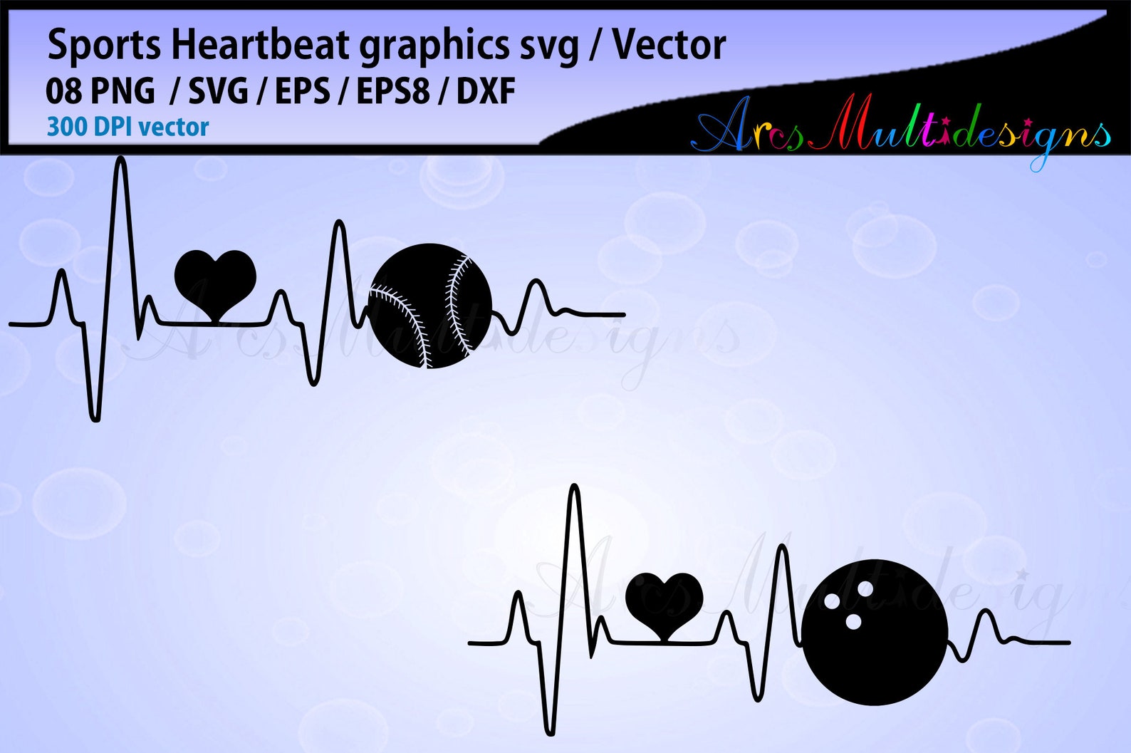 Sports Ball Heartbeat Svg Bundle / Football Heartbeat / Baseball ...