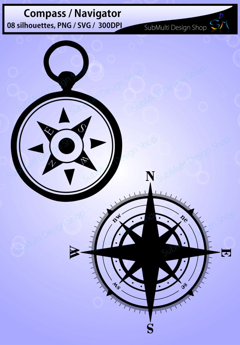 Compass Silhouette / Compass Svg Files / High Quality / - Etsy