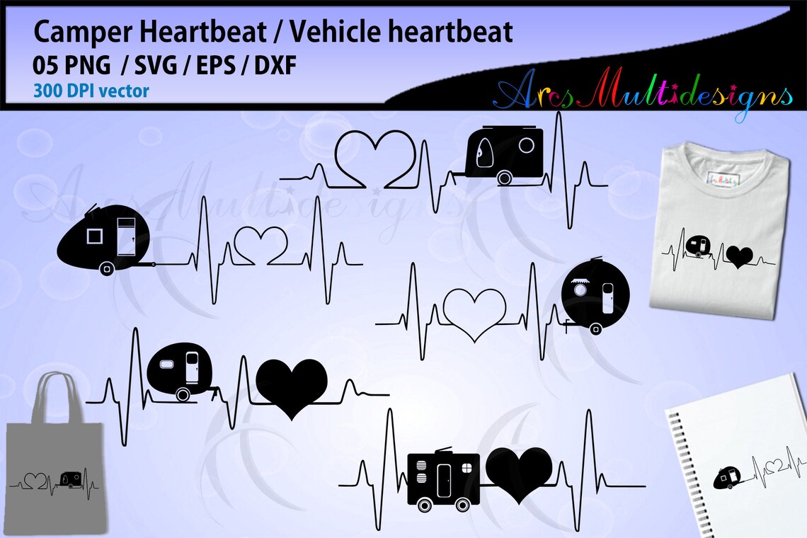 Camper Heartbeat SVG / Camper Heart Beat Vector / Camping Heartbeat ...