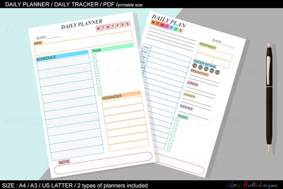 Daily Planner printable / Daily Schedule Hourly Printable / minimalist ...