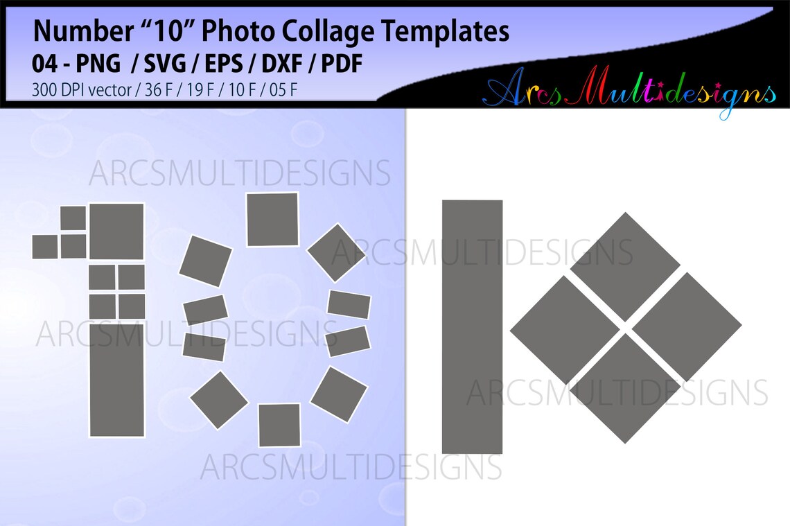 Number 10 Photo Collage Template / Photo Collage Svg / Number - Etsy