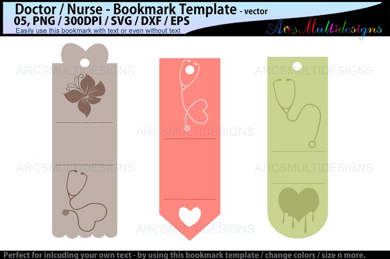 Doctor Bookmark Template Svg / Nurse Bookmark Template / - Etsy