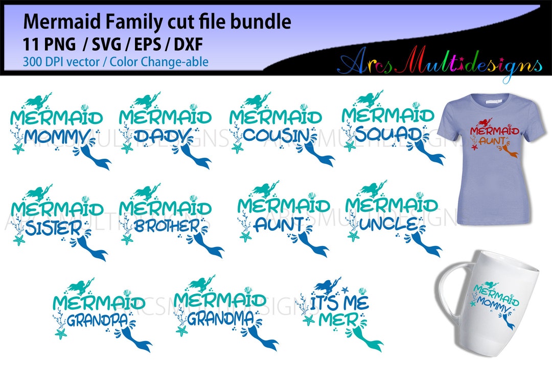 Mermaid Family Bundle / Mermaid Svg Family Bundle / Mer Maid Cut Files ...
