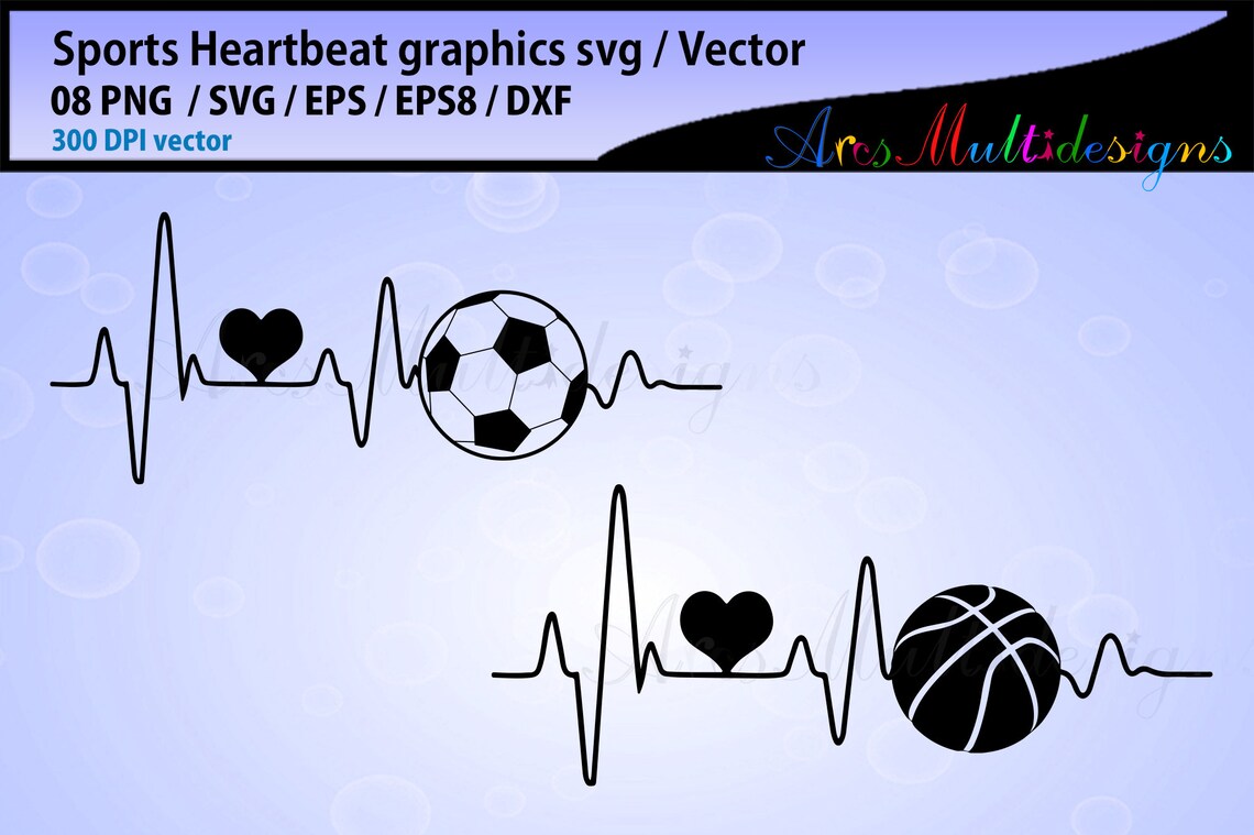 Sports Ball Heartbeat Svg Bundle / Football Heartbeat / - Etsy