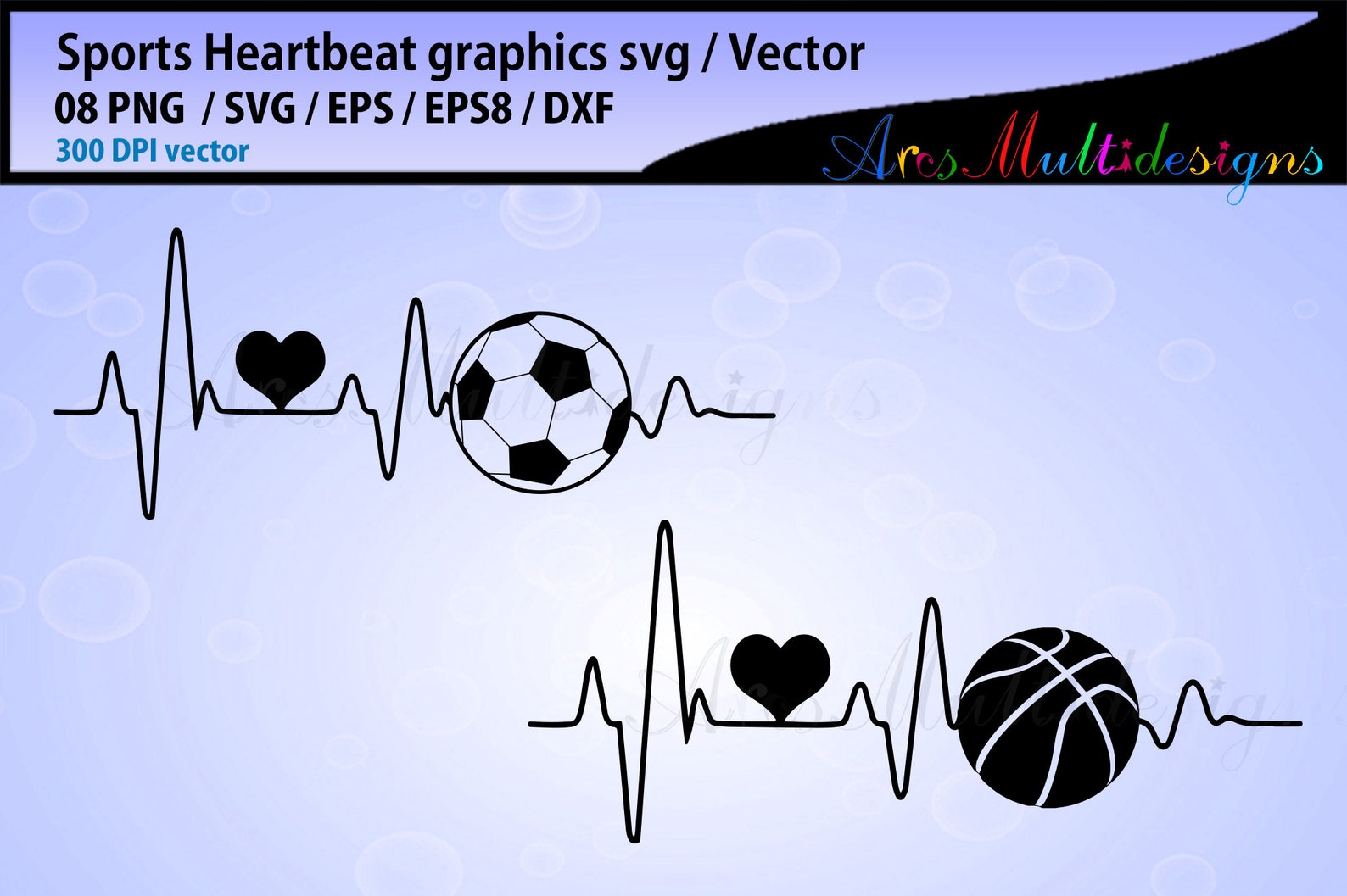 Sports Ball Heartbeat Svg Bundle / Football Heartbeat / Baseball ...