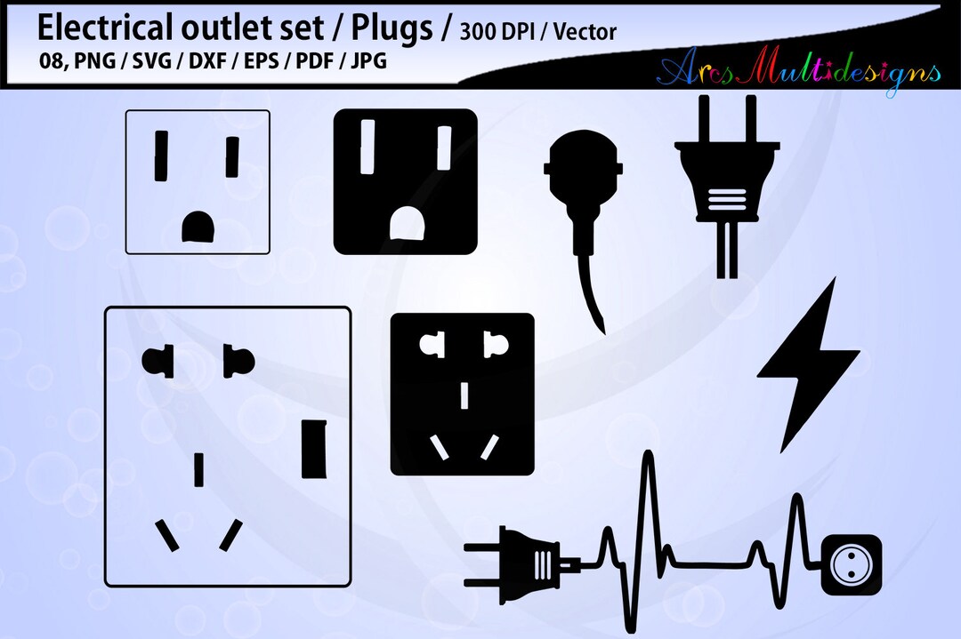 Electric Outlet Plug Electricity SVG / Electric Svg Outline / Printable ...