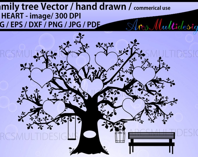 7 Hearts Family Tree Template SVG Pdf Jpg and More / Family - Etsy