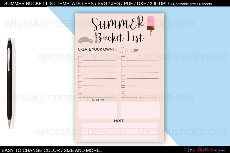 Summer Bucket List / Summer Template / My Travel Bucket List - Etsy