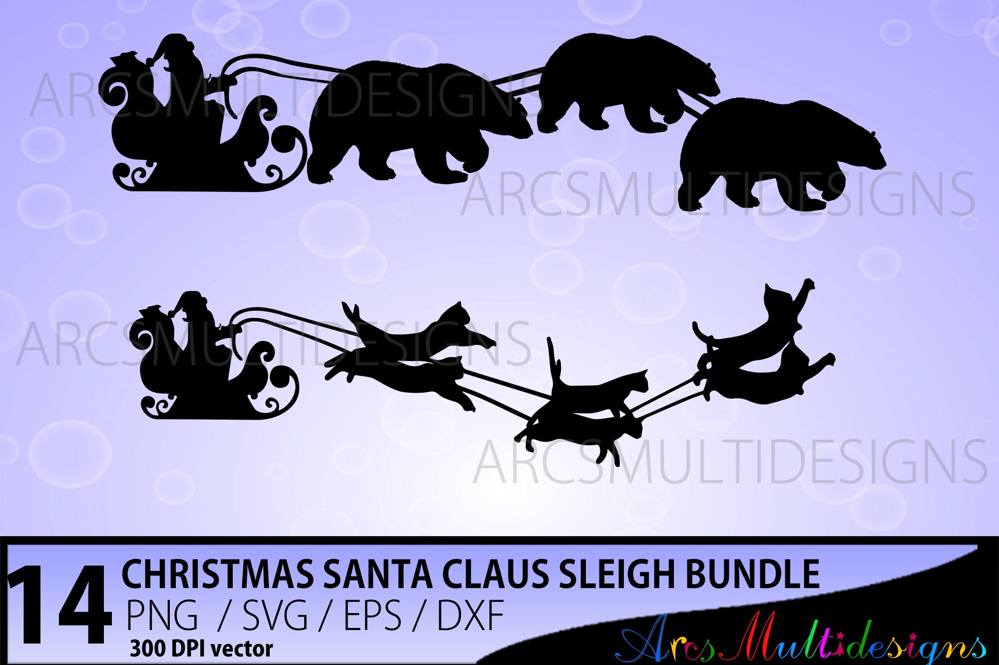 Santa Claus Sleigh Bundle / Christmas Santa Claus Sleigh - Etsy