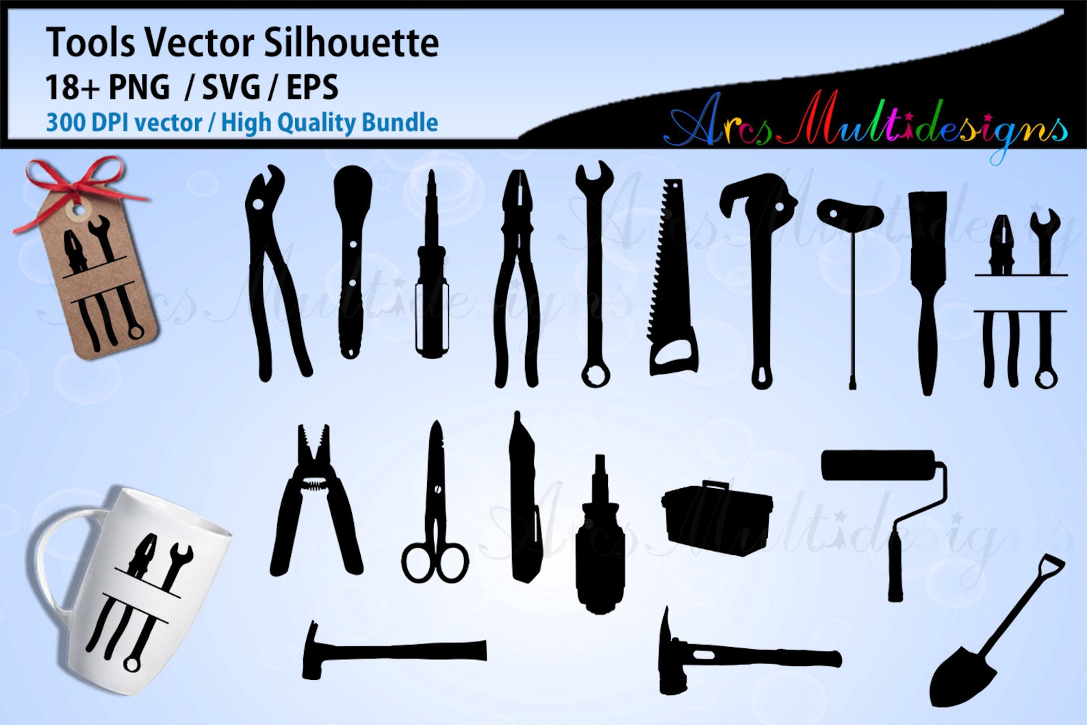 Tools Silhouette Vectors Svg Dxf Png Eps Illusration - Etsy