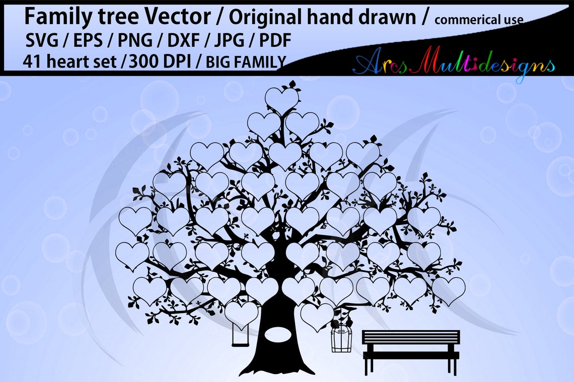 41 Hearts Family Tree Clipart SVG EPS Dxf Png Pdf Jpg / - Etsy