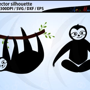 Sloth Svg Silhouette / Hanging Sloth Silhouette / Sloth Vector Graphics ...
