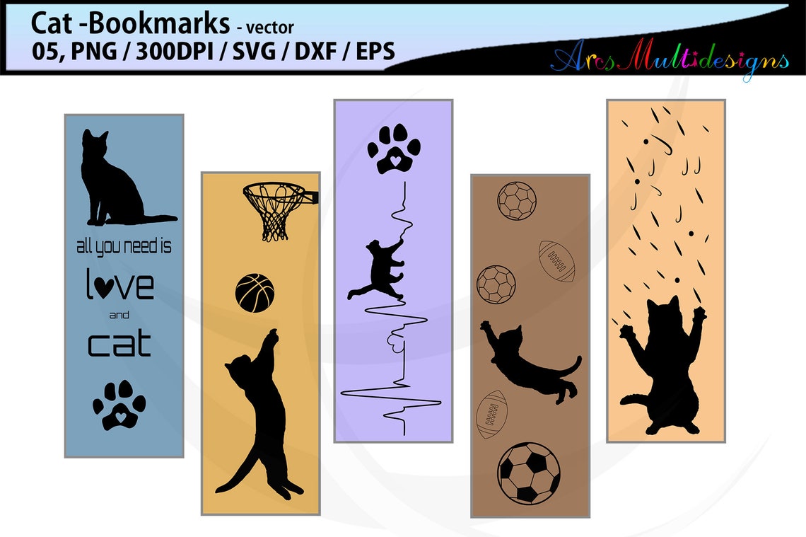 Cat Bookmark Clipart Illustration / Cat Bookmark Svg / Cat Vector ...