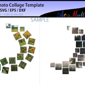 Moon Photo Collage Template / Moon Shape Photo Collage Svg / Vector Set ...