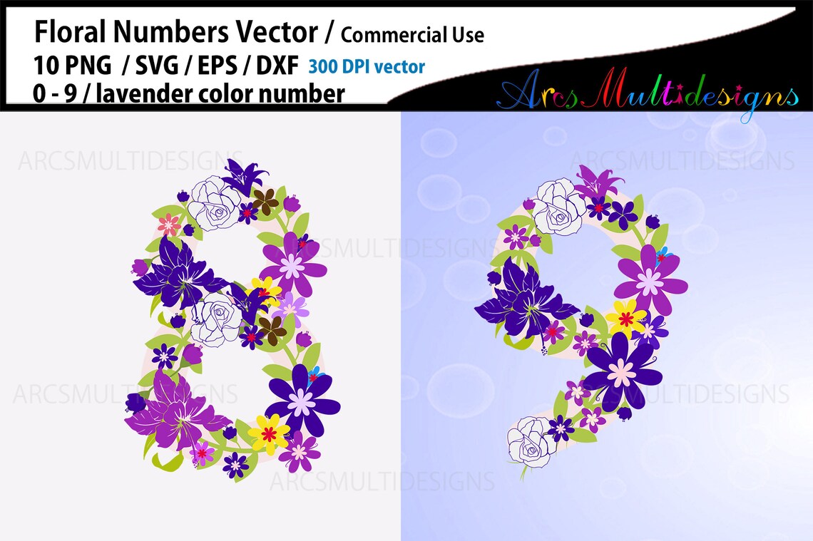 Floral Numbers SVG / Lavender Floral Number / Flower Numbers | Etsy