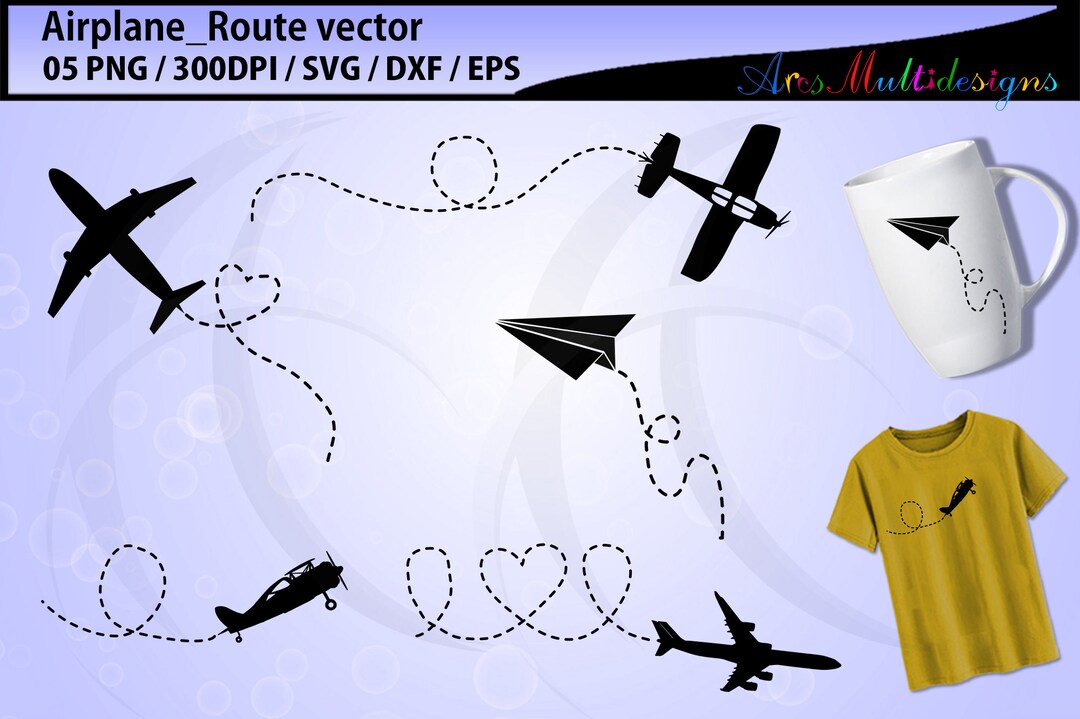 Airplane SVG / Airplane Route Svg / Airplane Silhouette / Airplane ...