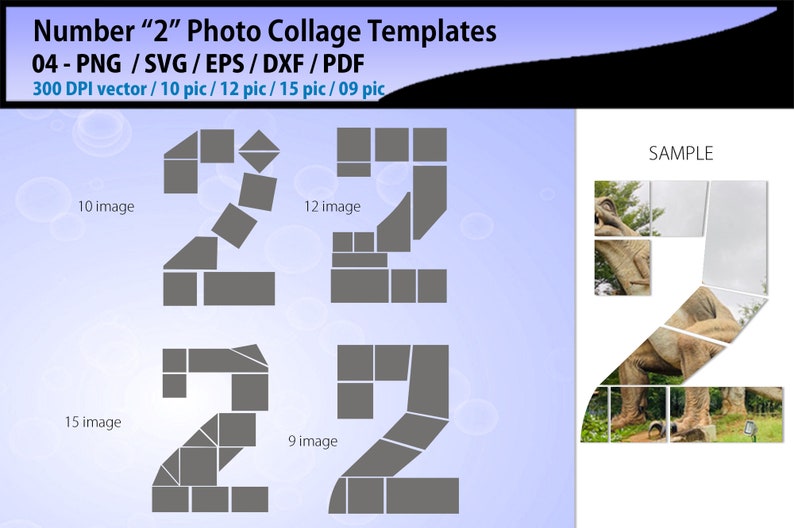 Number Photo Collage Bundle / Number Photo Collage SVG Bundle | Etsy