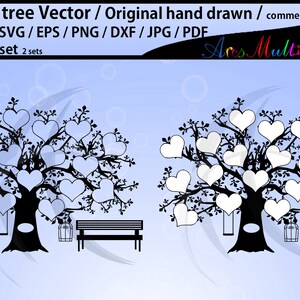 17 Hearts Family Tree SVG JPG Pdf PNG Template. Print at Home. Digital ...