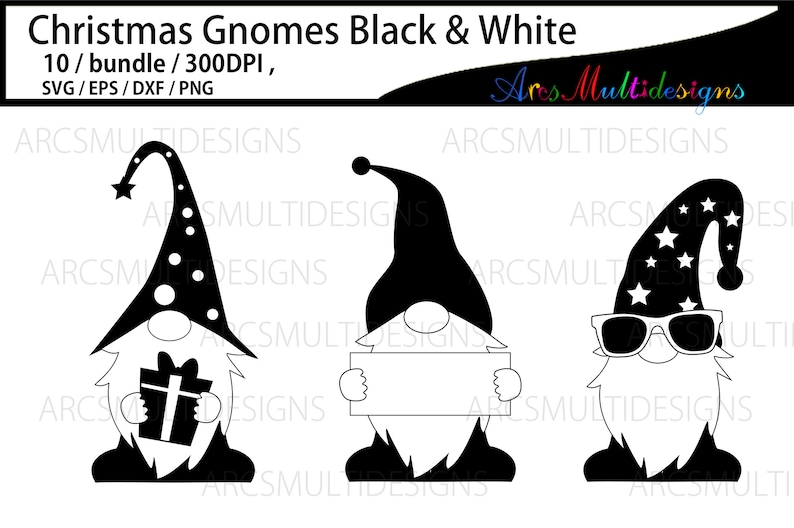 Weihnachts-Wichtel SVG-Paket: Schwarzweiß-Grafiken (Digitaler Download ...