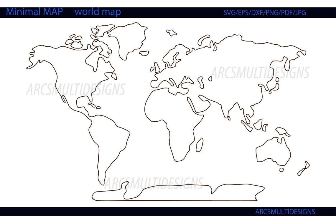 Minimalist World Map Outline / World Map Vector Outline / | Etsy UK