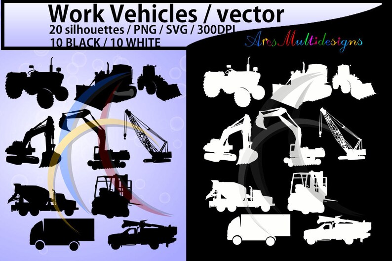 Work Vehicle / Work Vehicles Silhouette / SVG File / - Etsy