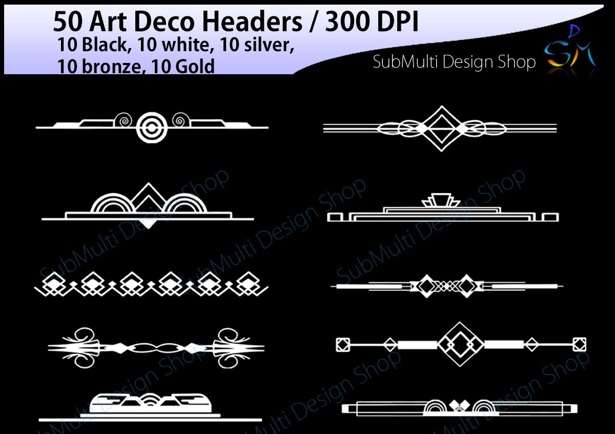 Art Deco Header Clipart: Frames, Template Designs (digital Download) - Etsy