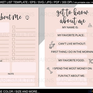 About Me Bucket List / About Me Template / My Bucket List / My Bucket ...