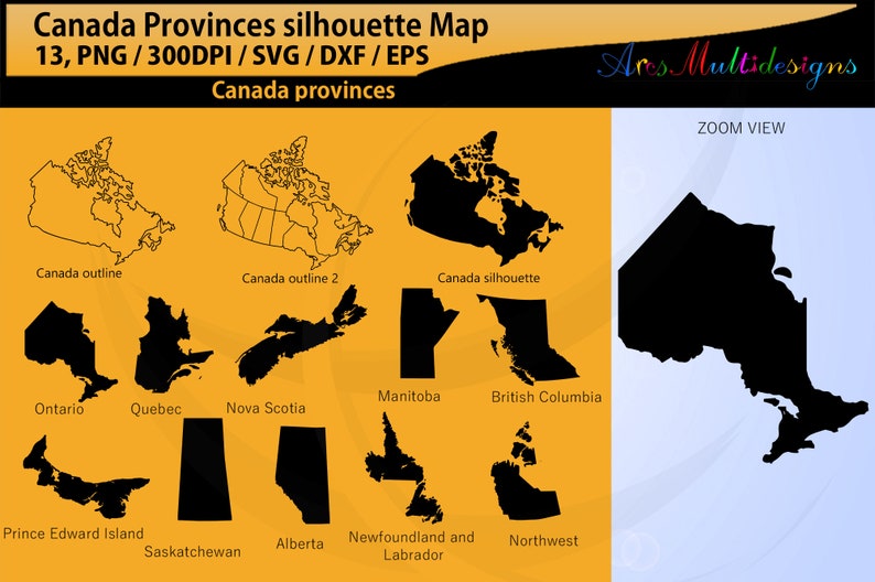 Canadian Provinces Silhouette Vector / SVG / EPS / PNG / Dxf / - Etsy