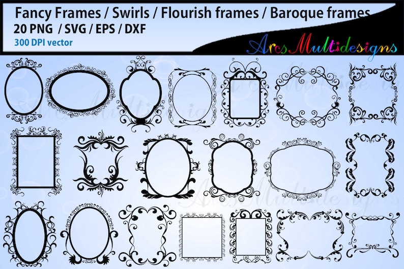 Fancy frames SVG bundle / fancy labels SVG / baroque frames | Etsy