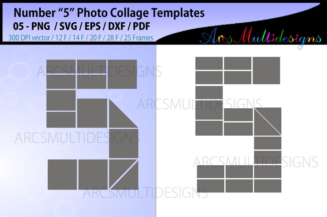 Number 5 Photo Collage Template / Photo Collage Svg / Number | Etsy