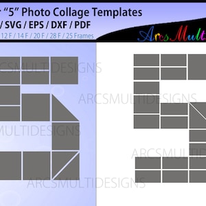 Number 5 Photo Collage Template / Photo Collage Svg / Number Shape ...