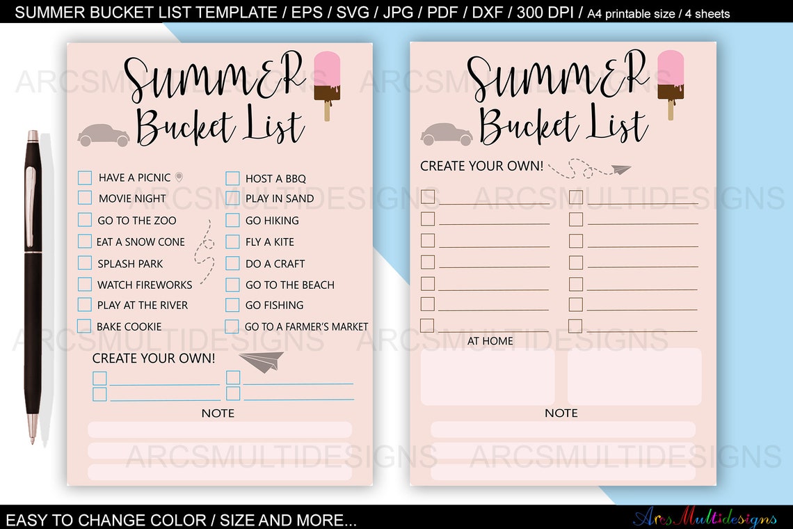 Summer bucket list / summer template / my travel bucket list | Etsy