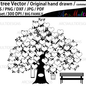 64 Hearts Family Tree Clipart SVG, EPS, Dxf, Png, Pdf, Jpg /family Tree ...