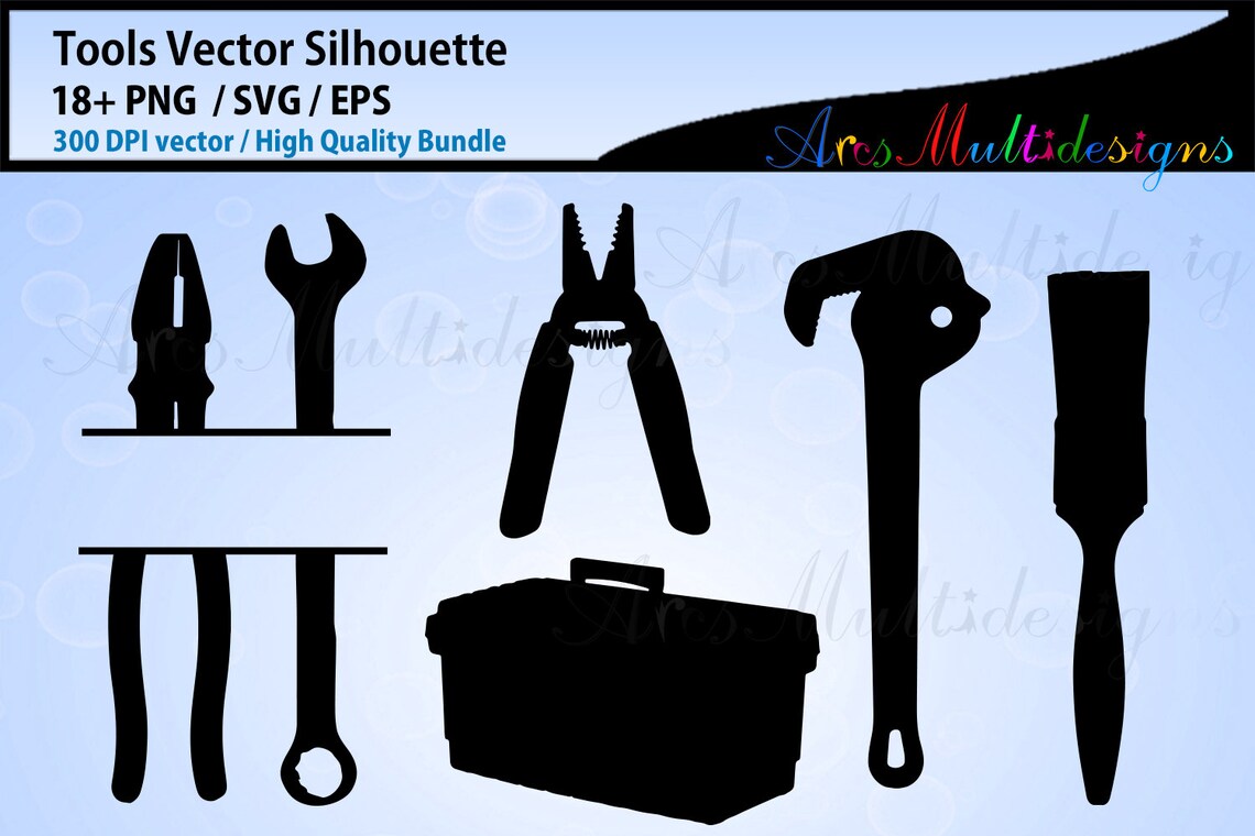 Tools Silhouette Vectors Svg Dxf Png Eps Illusration - Etsy