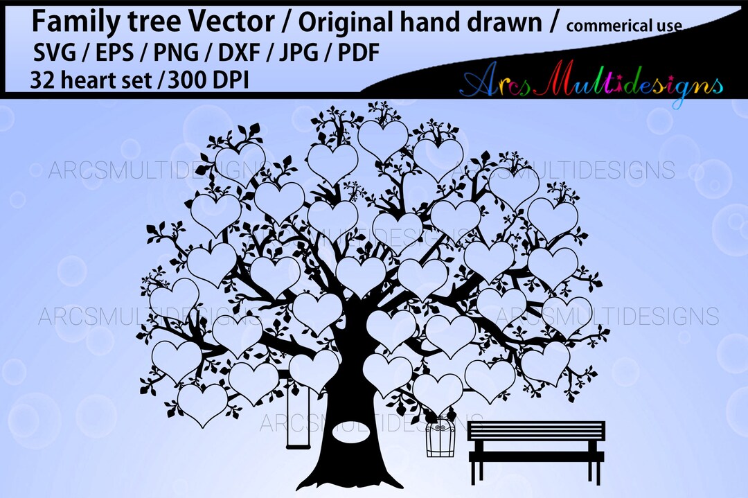 32 Heart Family Tree Clipart, EPS, Dxf, Png, Pdf, Jpg, SVG /family Tree ...