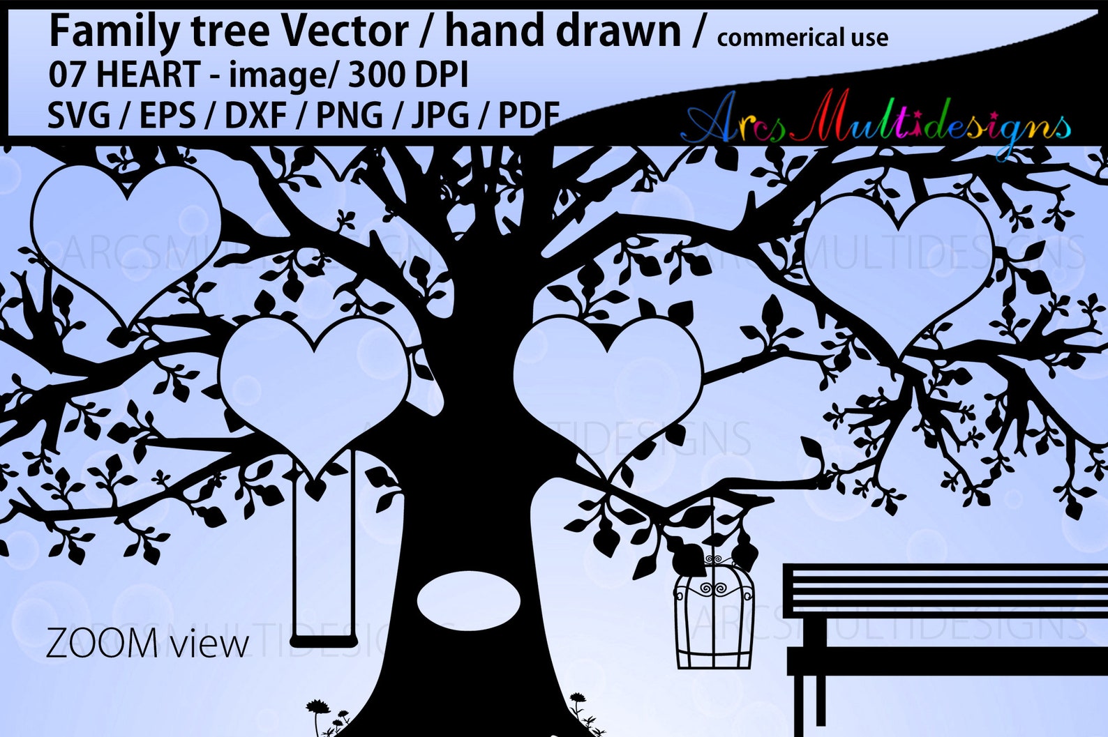 7 Hearts Family Tree Clipart SVG EPS Dxf Png Pdf Jpg - Etsy