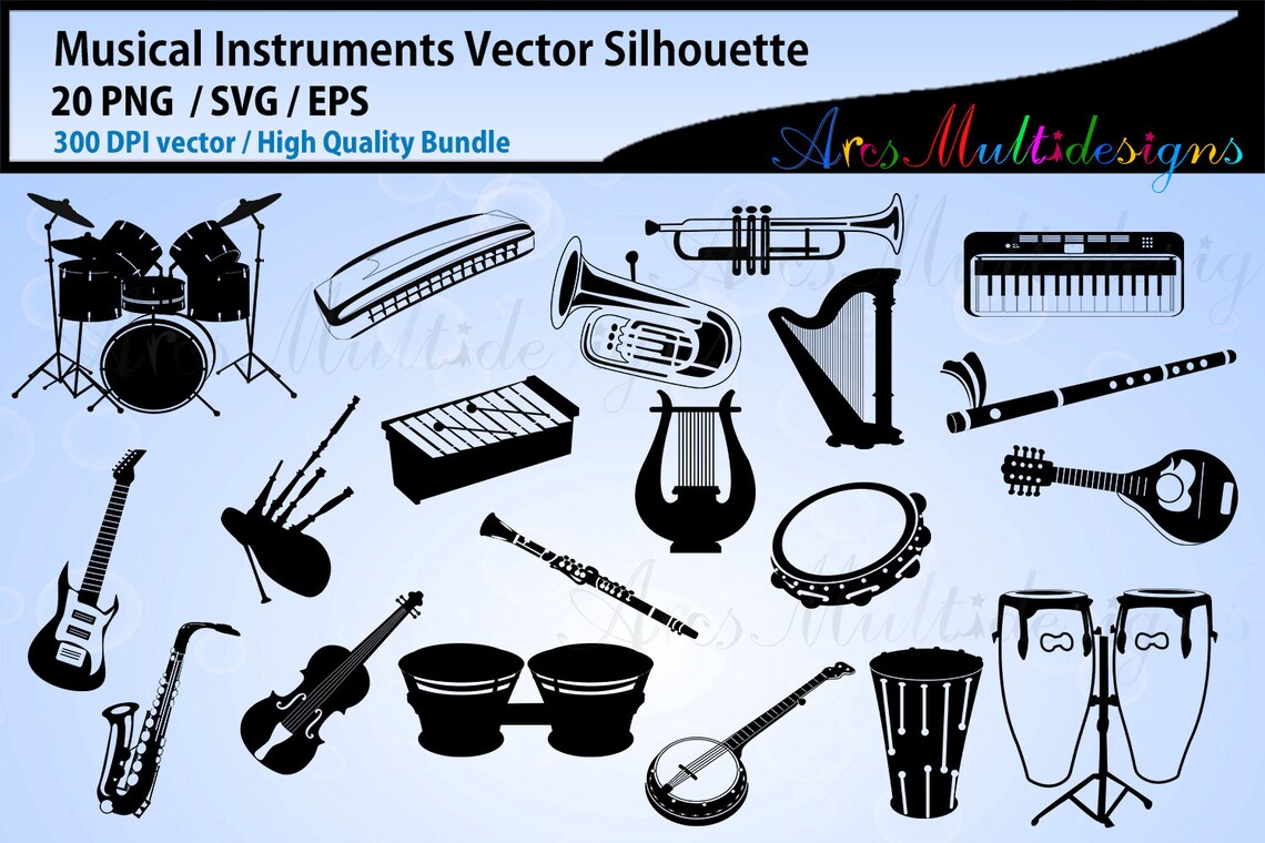 Musical instruments svg silhouette / musical instruments | Etsy