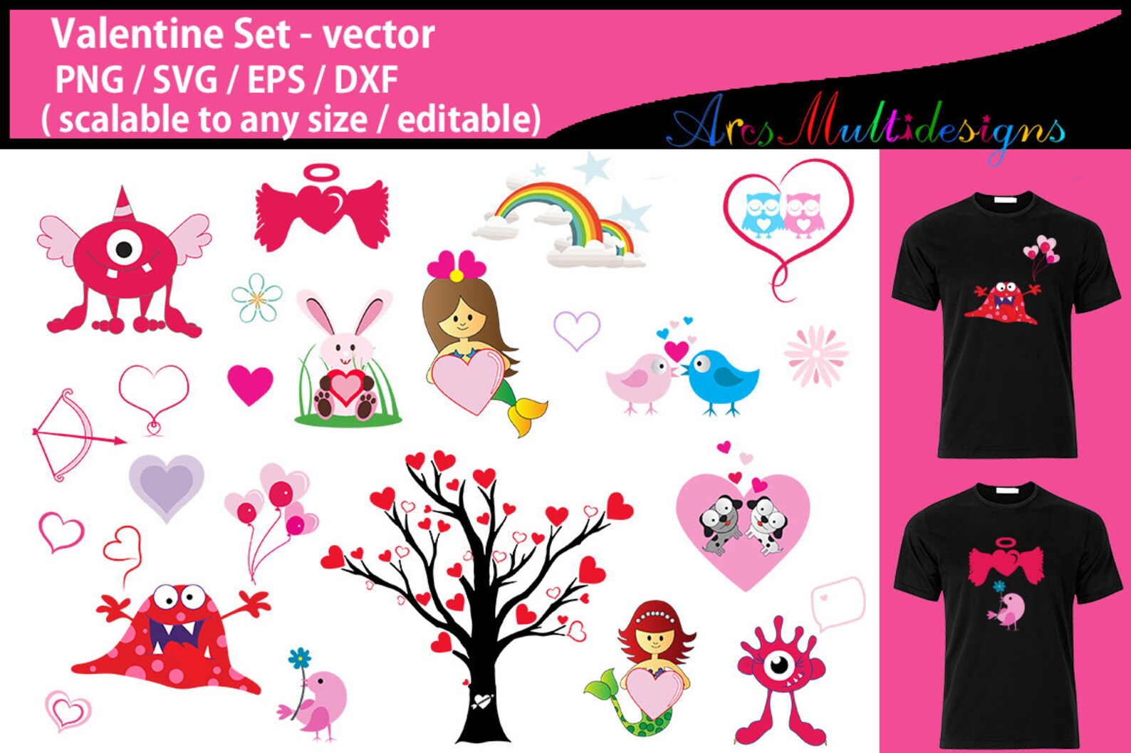 Valentine Monsters Clipart / Valentine Cuties Svg / Valentine - Etsy