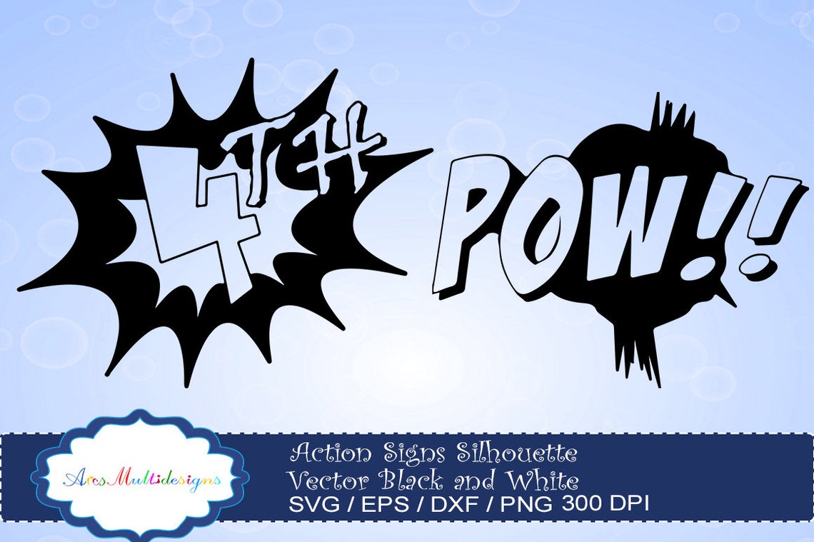 Action Signs SVG Silhouette Vector / Action Sign Svg / Zap | Etsy