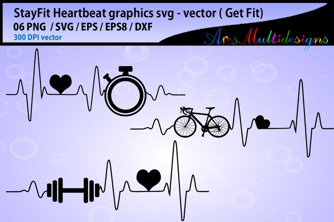 Fitness Heartbeat Graphics and Illustration / Heartbeat Graph | Etsy