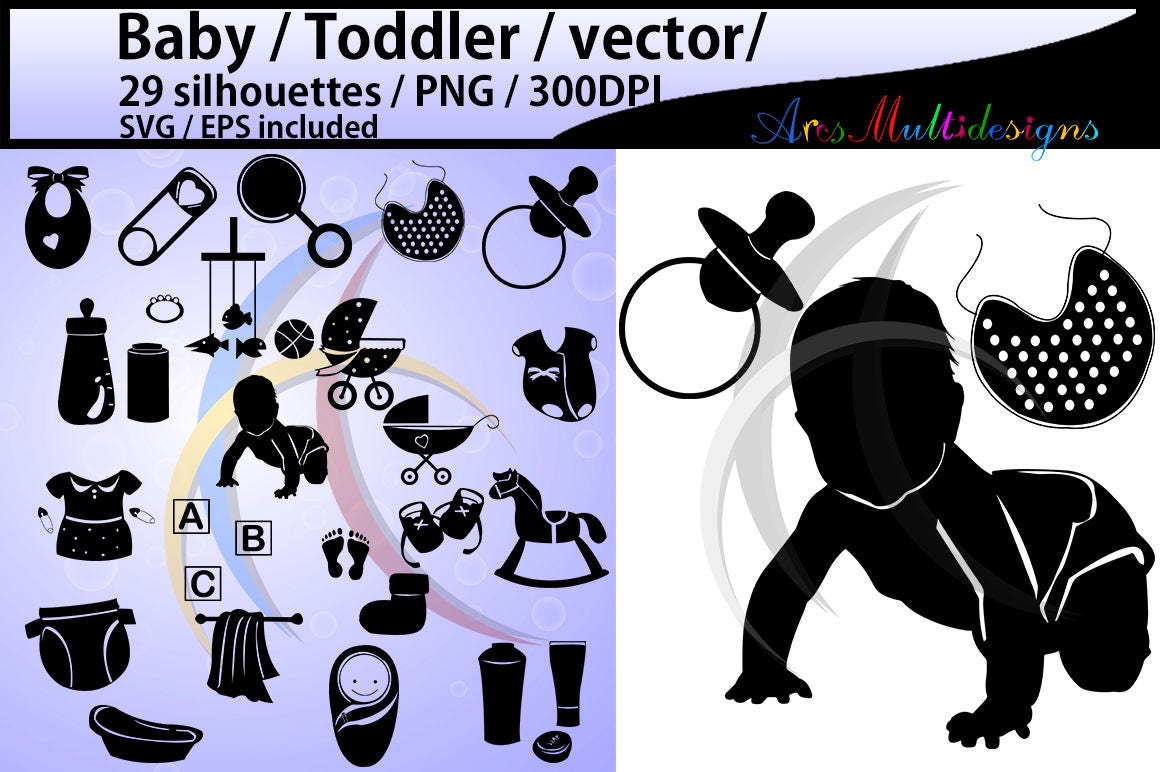 Silueta de bebé svg / bebé svg / niño svg / vector / silueta | Etsy México
