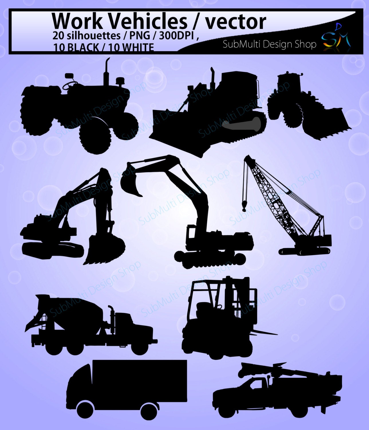 Work vehicle / work vehicles silhouette / SVG file / | Etsy