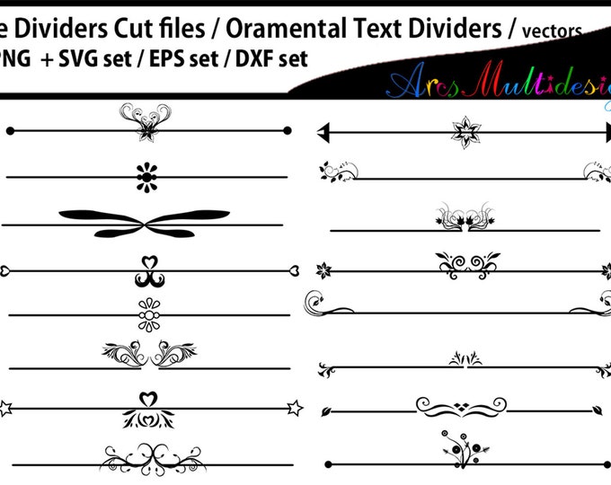 24 X Oramental Text Dividers Bundle SVG / Line Dividers Svg , Eps , Psd ...