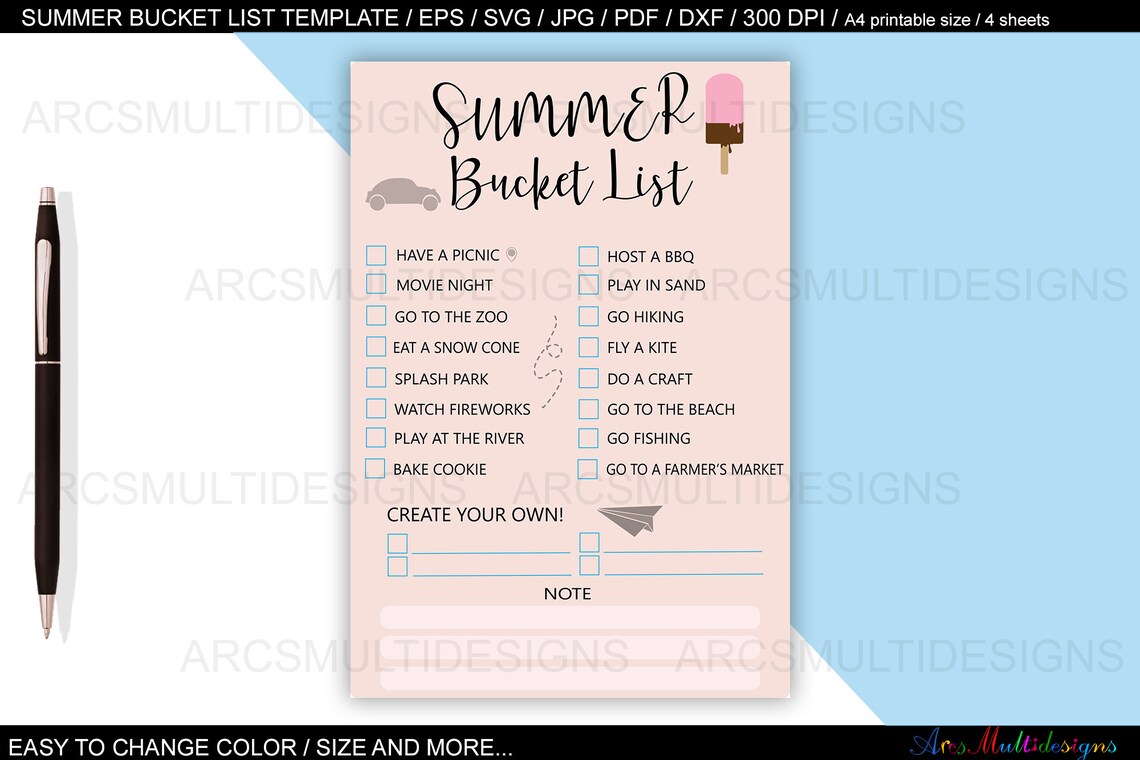 Summer Bucket List / Summer Template / My Travel Bucket List - Etsy