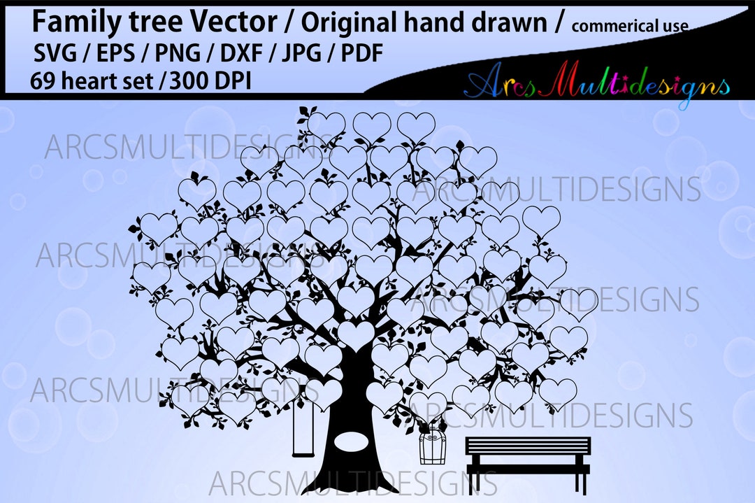 69 Hearts Family Tree Clipart SVG, EPS, Dxf, Png, Pdf, Jpg /family Tree ...