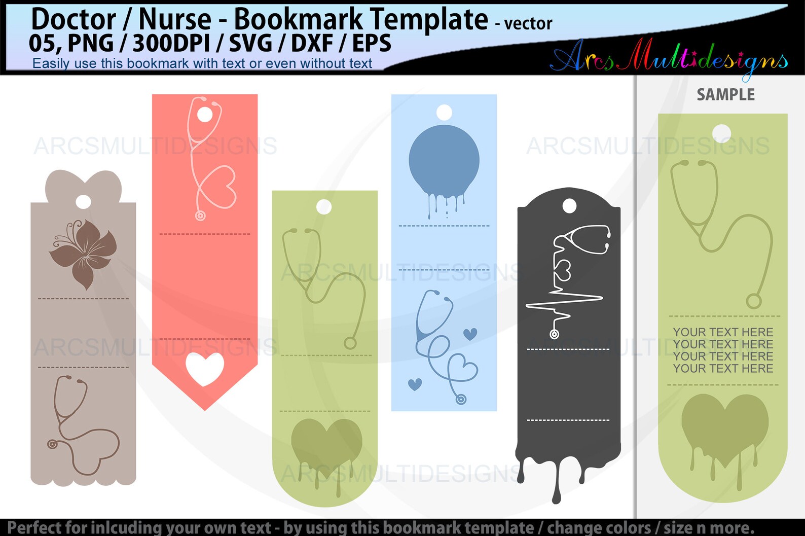 Doctor Bookmark Template Svg / Nurse Bookmark Template / - Etsy